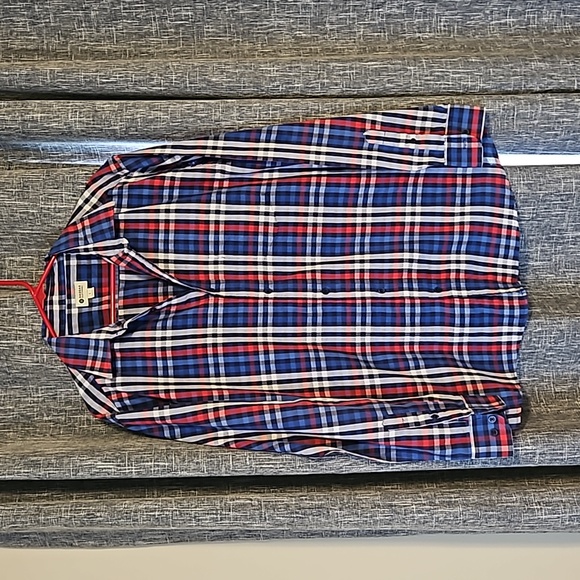 Haggar | Shirts | Mens Red White And Blue Plaid Dress Shirt | Poshmark